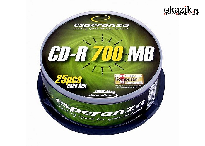 Esperanza: CD-R Silver 700MB x56 - Cake Box 25